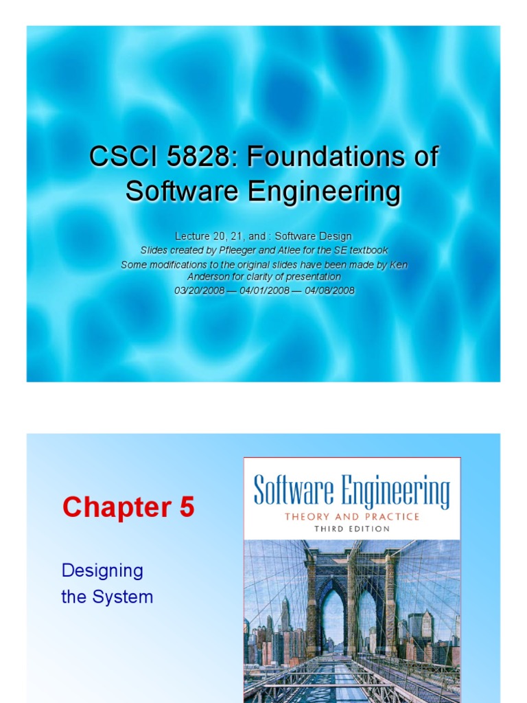 CSCI 5828: Foundations of Software Engineering: Lecture 20, 21, And: Software Design | PDF ...