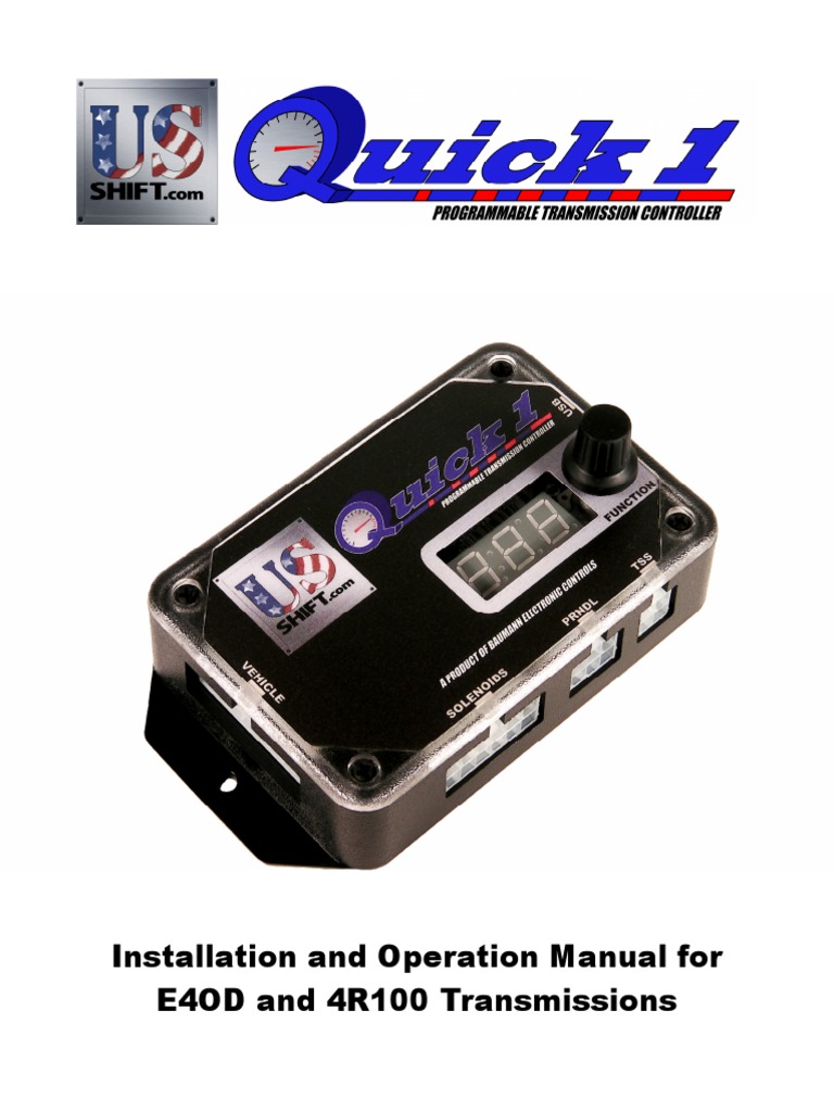 Installation and Operation Manual For E4OD and 4R100 Transmissions ...