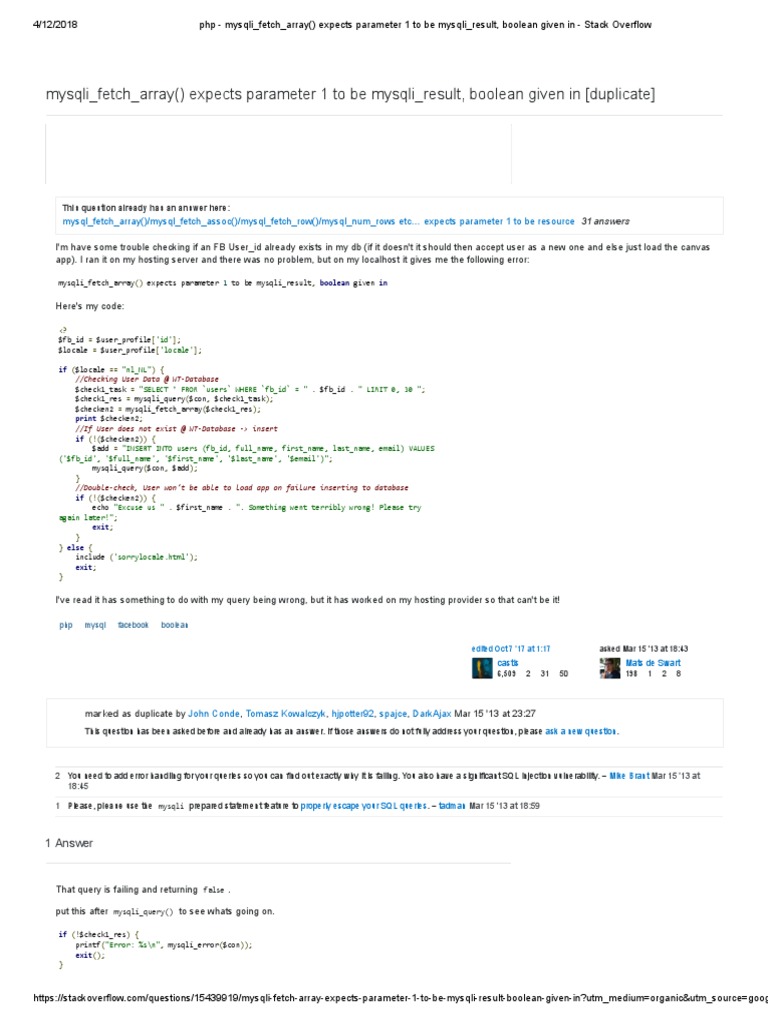 PHP - Mysqli - Fetch - Array Expects Parameter 1 To Be Mysqli - Result ...
