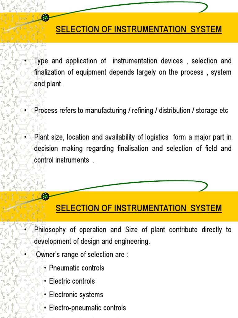 Instrumentation System Selection Guide | PDF | Instrumentation | Switch