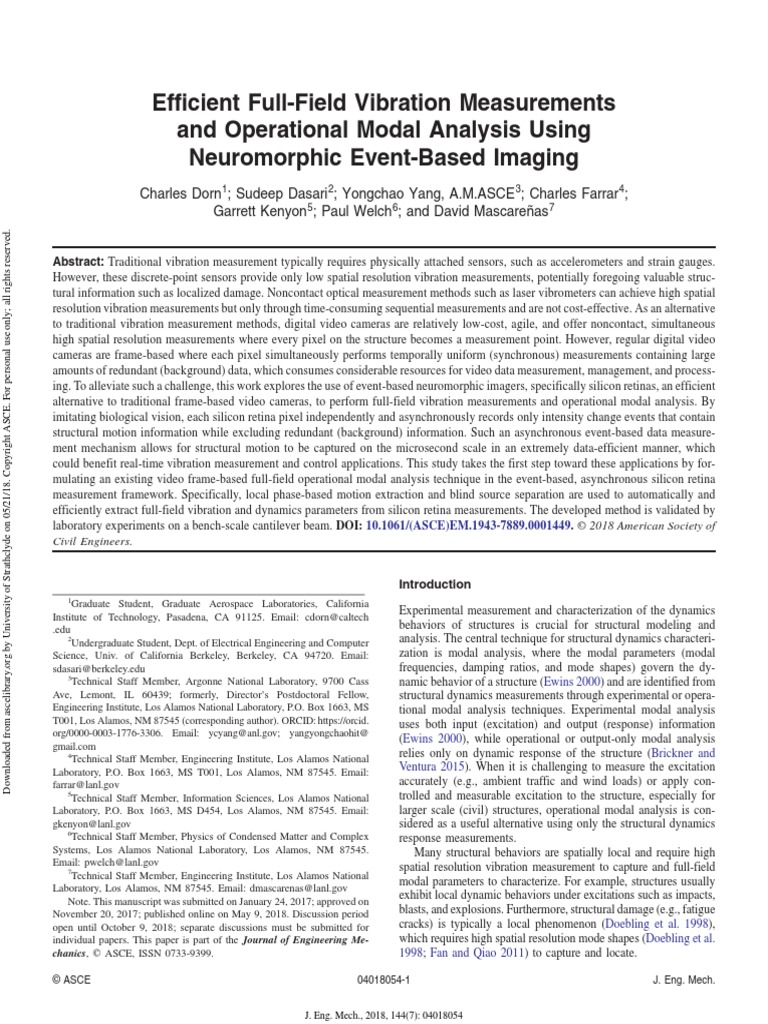Efficient Full-Field Vibration Measurements and Operational Modal Analysis Using Neuromorphic ...