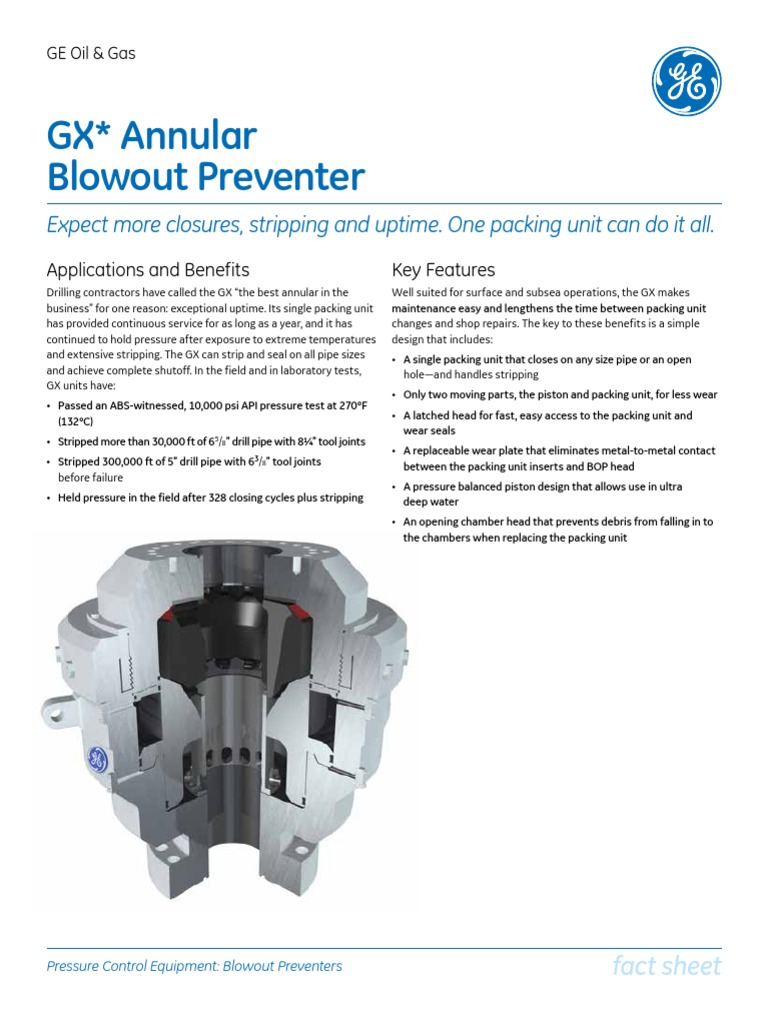 GX Annular Blowout Preventer | PDF | Blowout (Well Drilling) | Gas ...