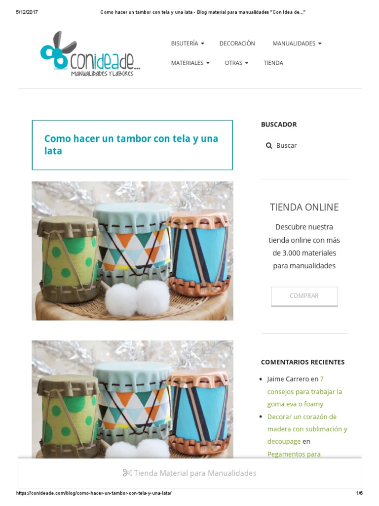Cómo hacer un tambor con lata y tela | PDF