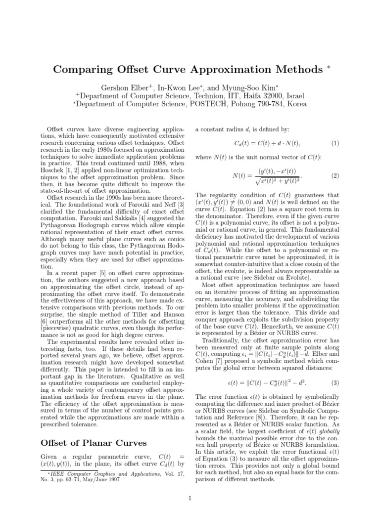 Offset Curve Approximation Methods | PDF