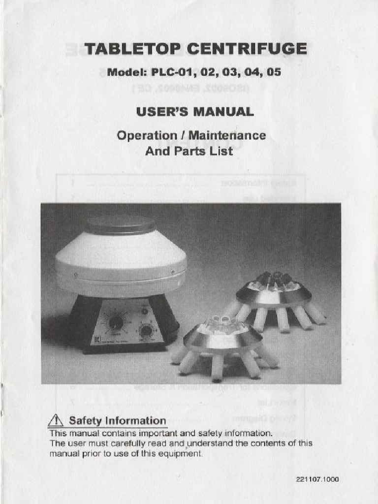 Eickemeyer PLC Centrifuge - User and Service Manual | PDF