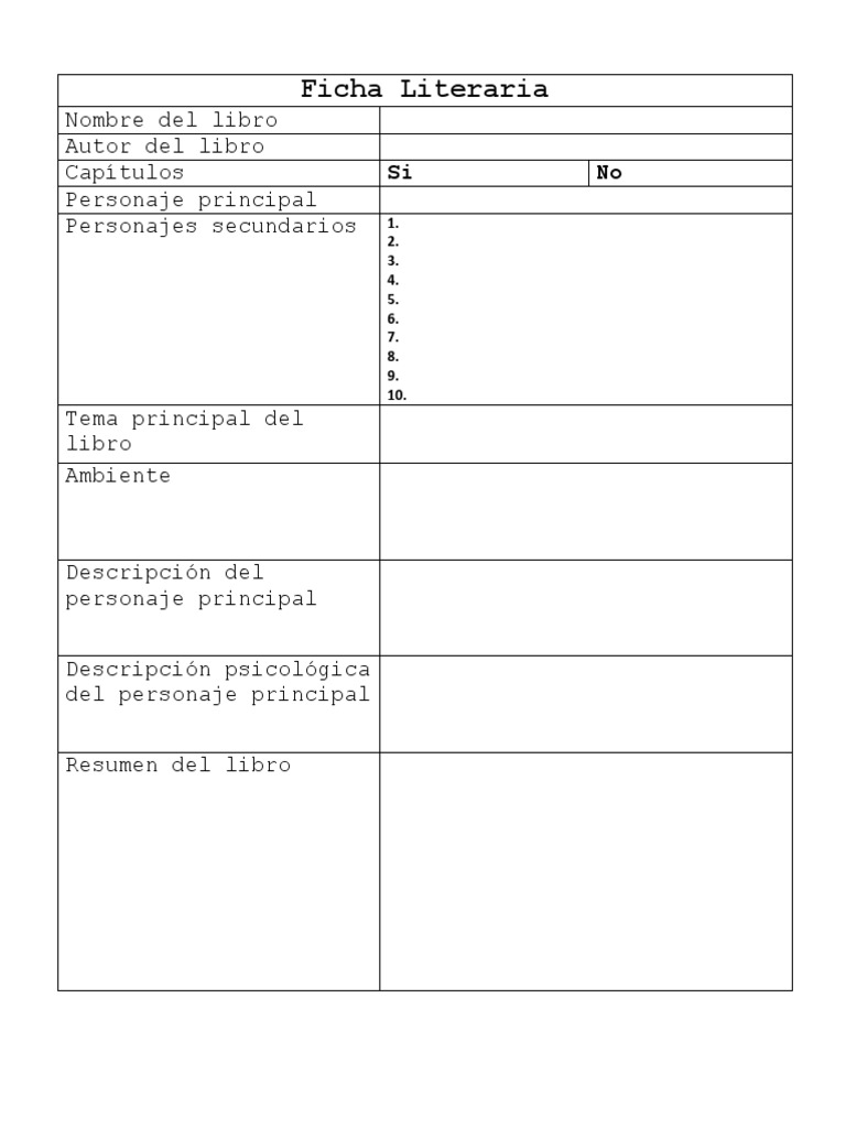 Ficha Literaria | PDF