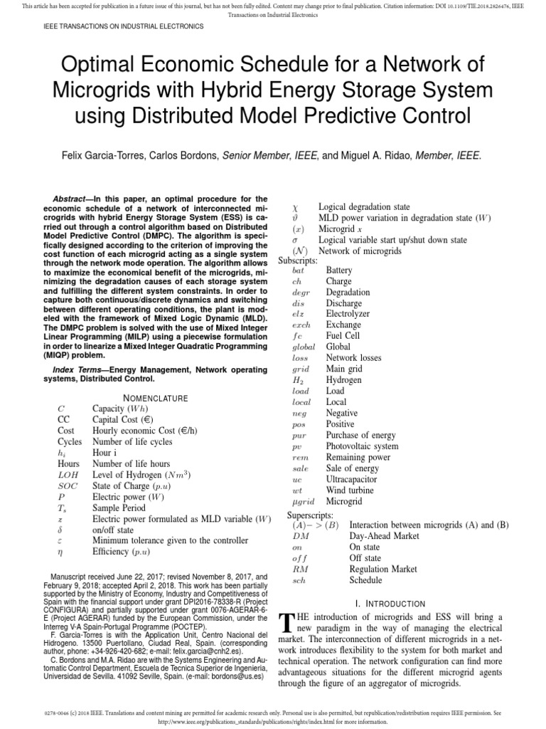 Optimal Economic Schedule For A Network of Microgrids With Hybrid ...
