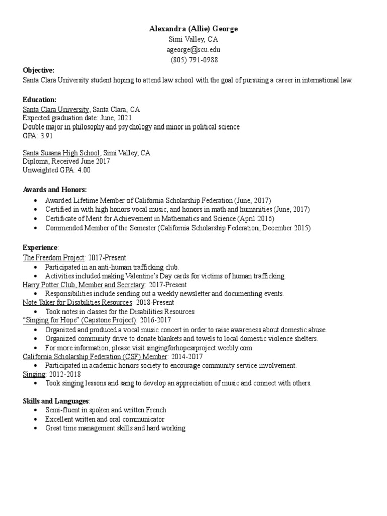 Alexandra Georges Resume | PDF