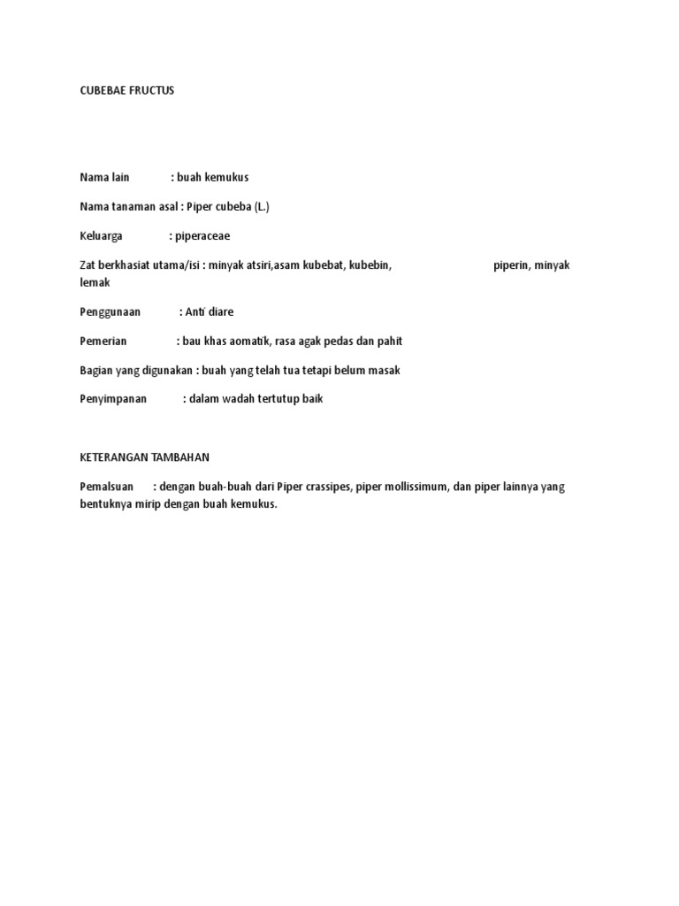 Cubebae Fructus | PDF