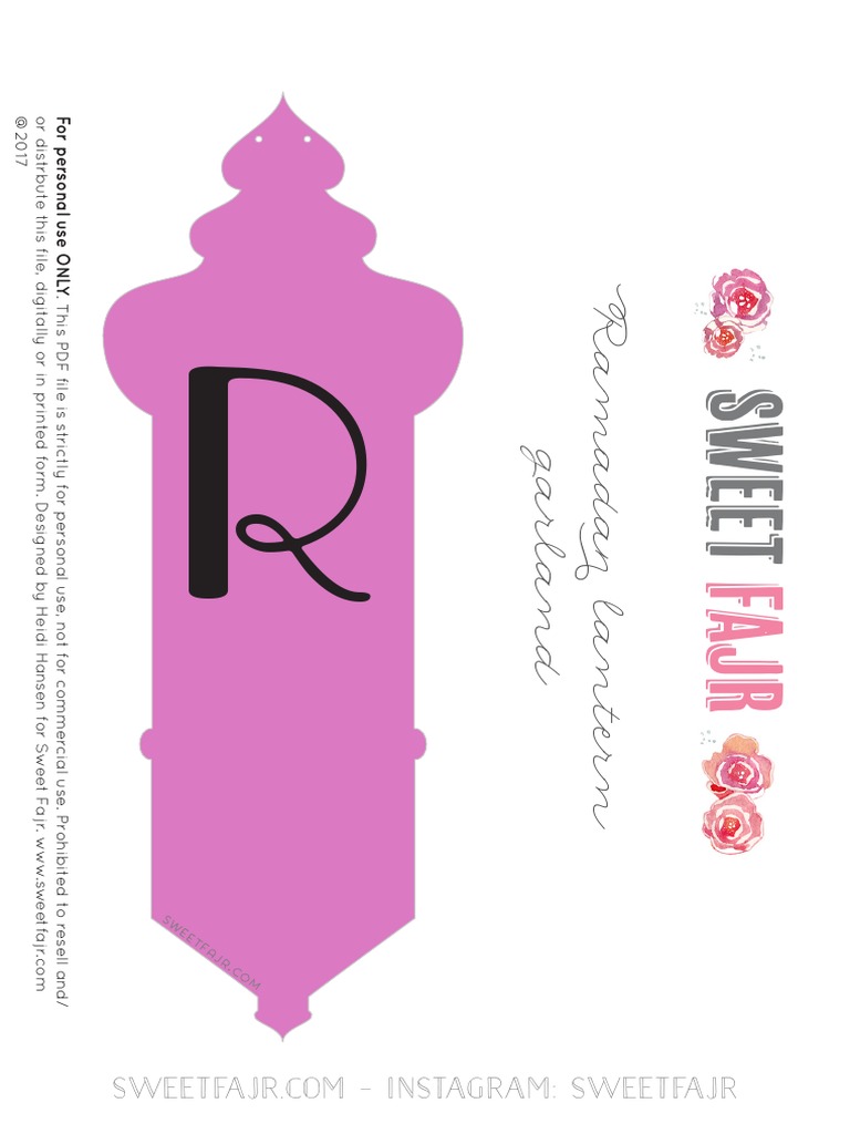 Sweet Fajr Ramadan Lantern Garland Colors | PDF