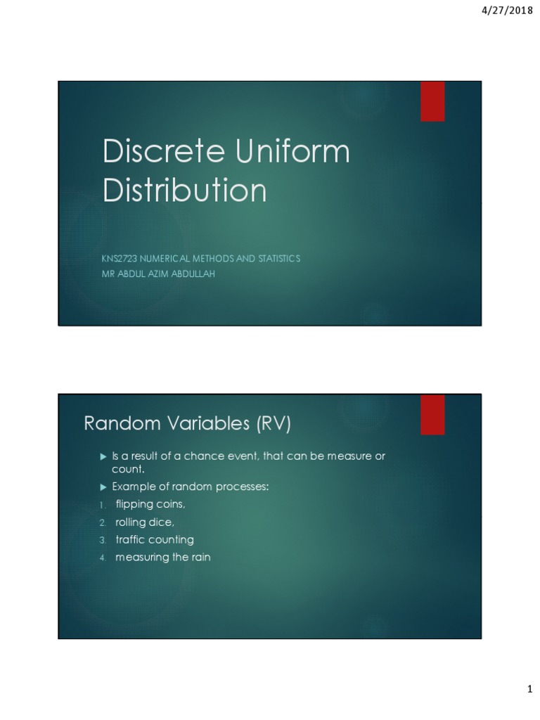 Discrete RV Notes | PDF | Random Variable | Probability Distribution