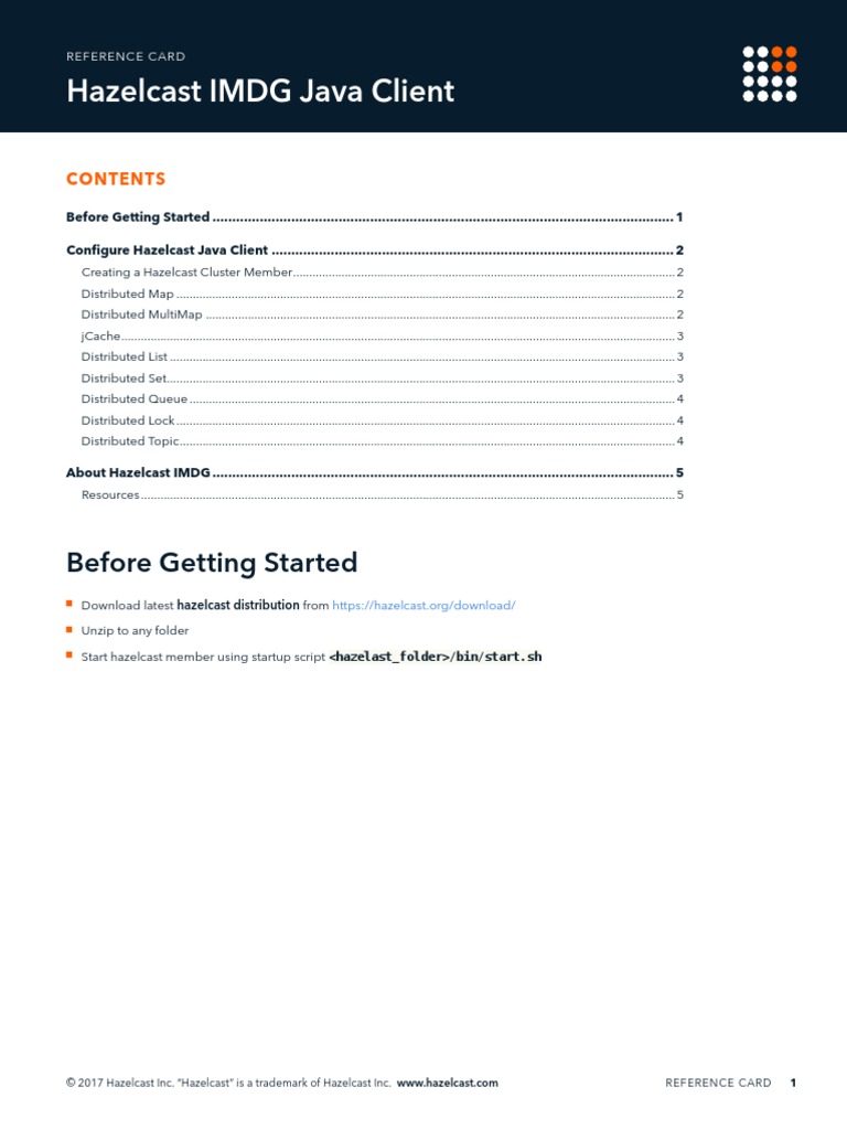 Hazelcast IMDG Java Client: Before Getting Started | PDF | Queue (Abstract Data Type) | Computer ...