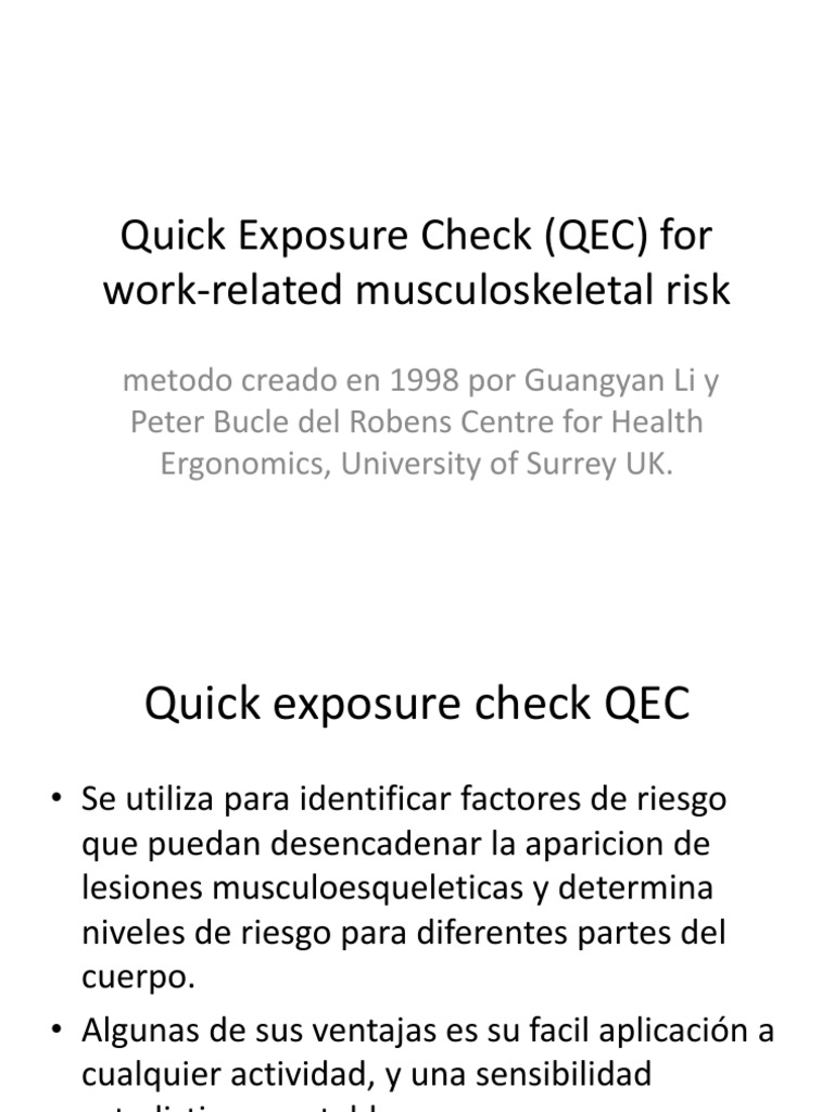 Quick Exposure Check (QEC) | PDF | Sports | Leisure
