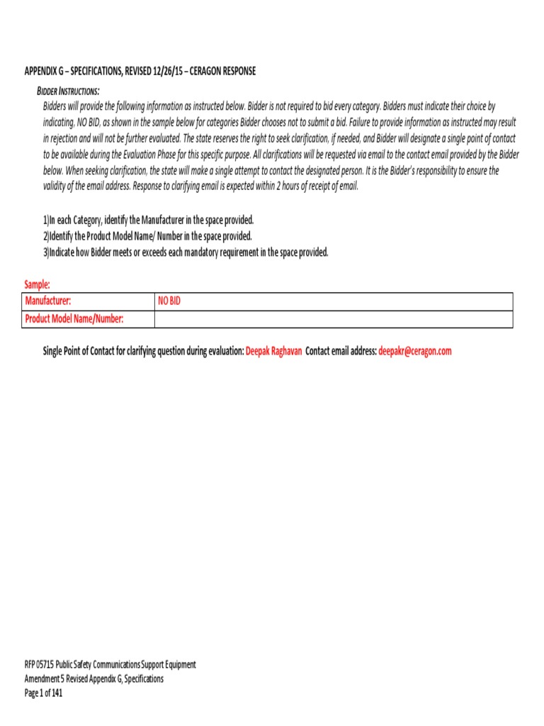 Specifications - Appendix G | PDF | Specification (Technical Standard ...