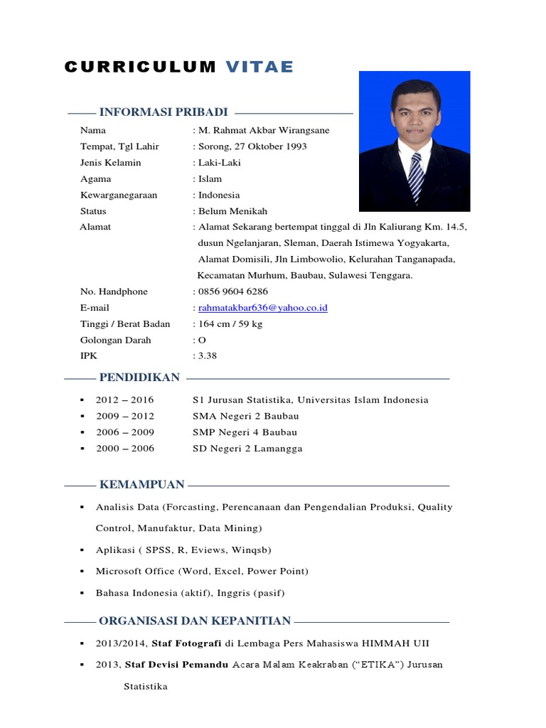 Contoh CV M Rahmat Akbar W | PDF