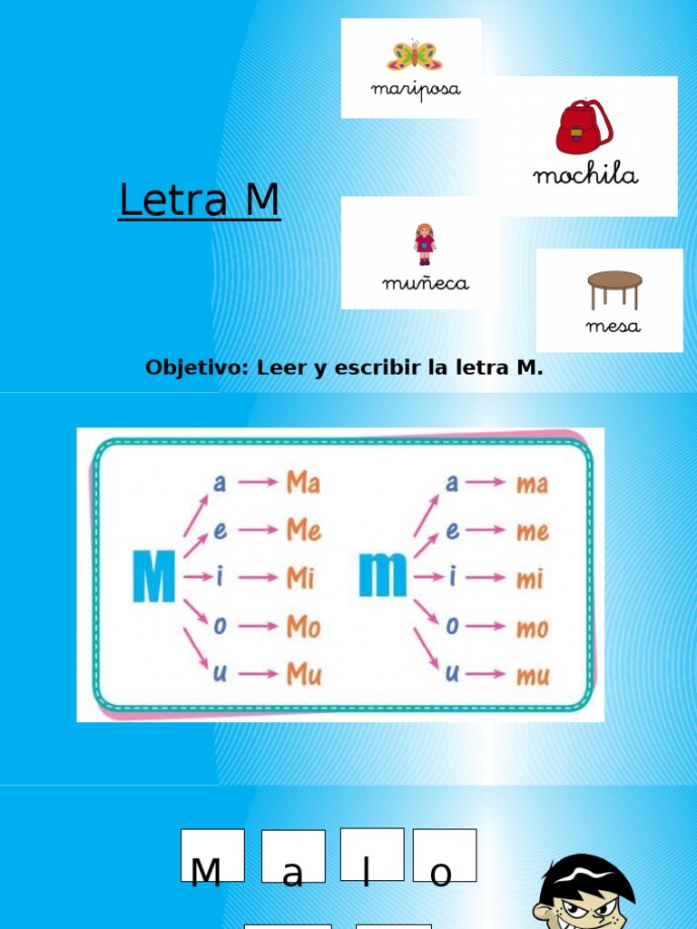 Ejercicios de lectura y escritura de la letra M con oraciones de ...