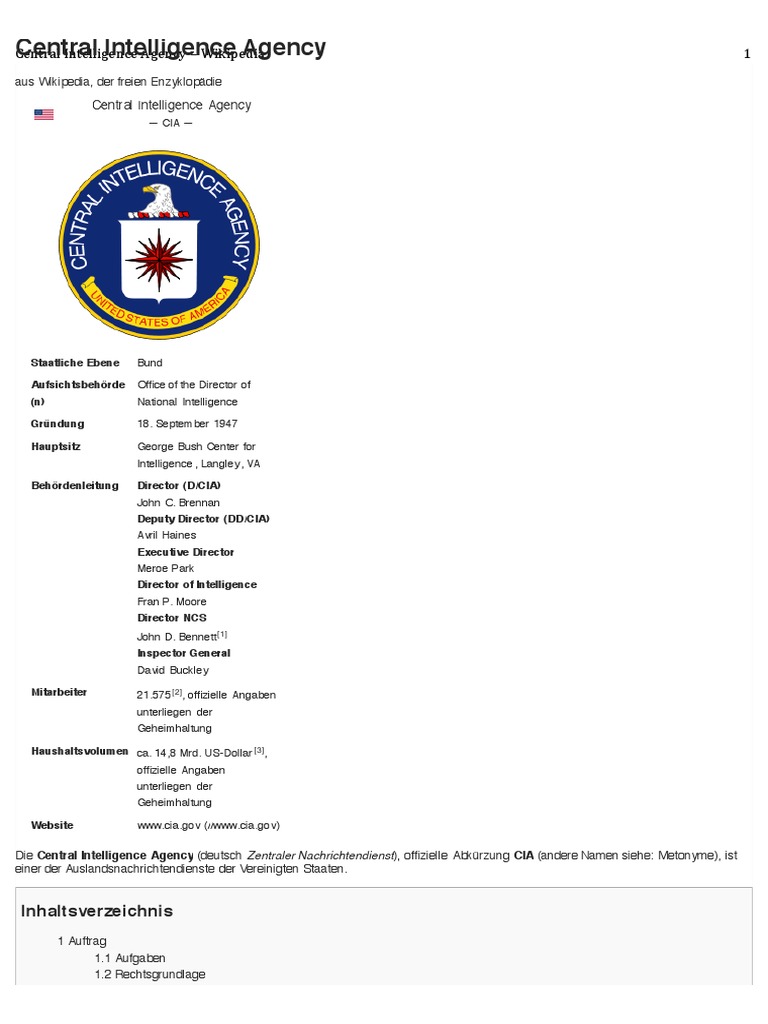 Central Intelligence Agency - Wikipedia Kopie 2 | PDF | Central ...
