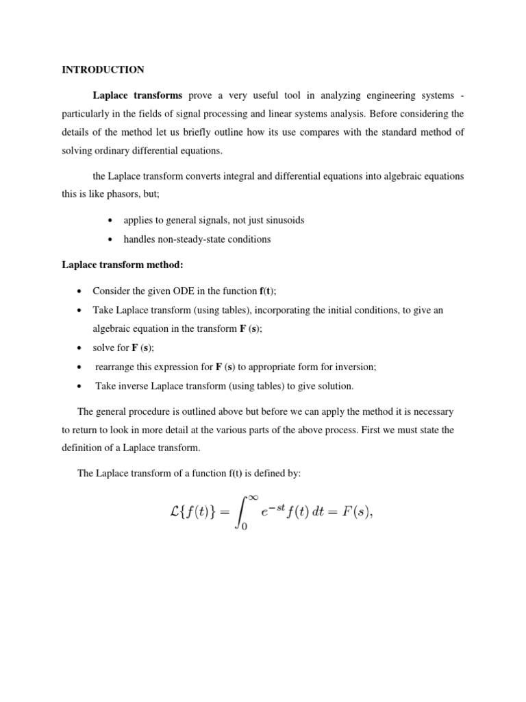 Derivatives, Integrals, Multiplication and Division by T Laplce ...