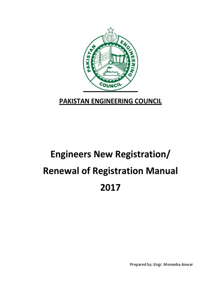 PEC Engineers New Registration and Renewal of Registration Manual 2017 ...