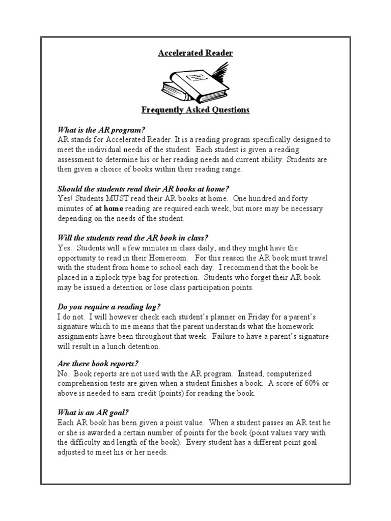 Accelerated Reader Parent Letter | PDF | Reading Comprehension | Teaching
