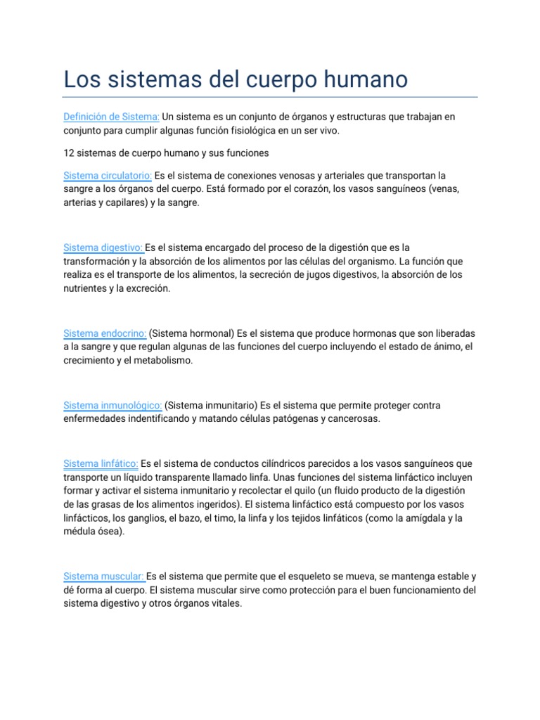 Sistemas y órganos del cuerpo humano | PDF | Ciencia y matemáticas