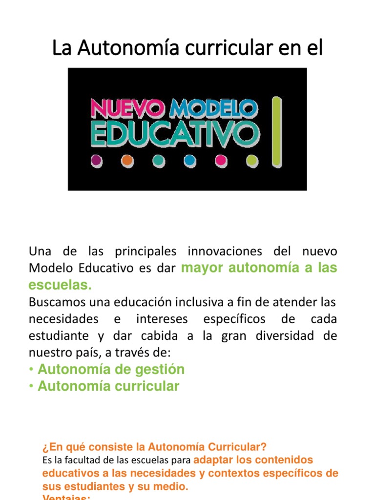 La Autonomía Curricular Presentación | PDF | Maestros | Cambio