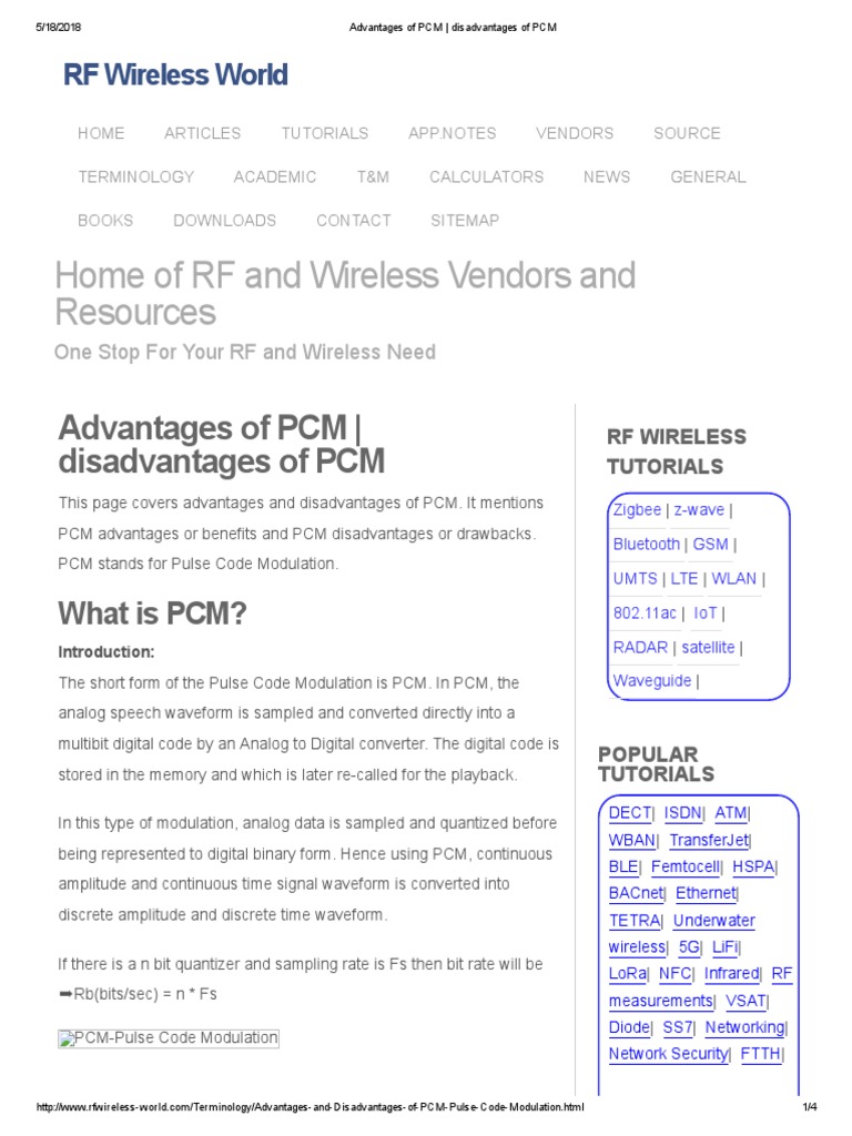 Advantages of PCM - Disadvantages of PCM | PDF | Digital Signal ...