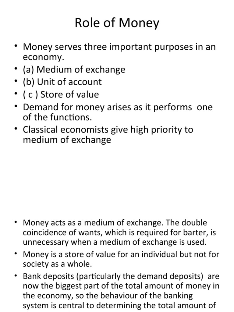 Role of Money | PDF | Demand For Money | Interest