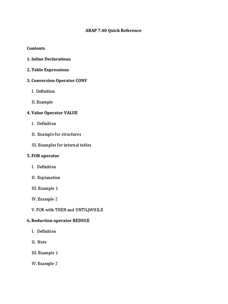 ABAP 7.4 New Features Reference | PDF | Database Index | String (Computer Science)