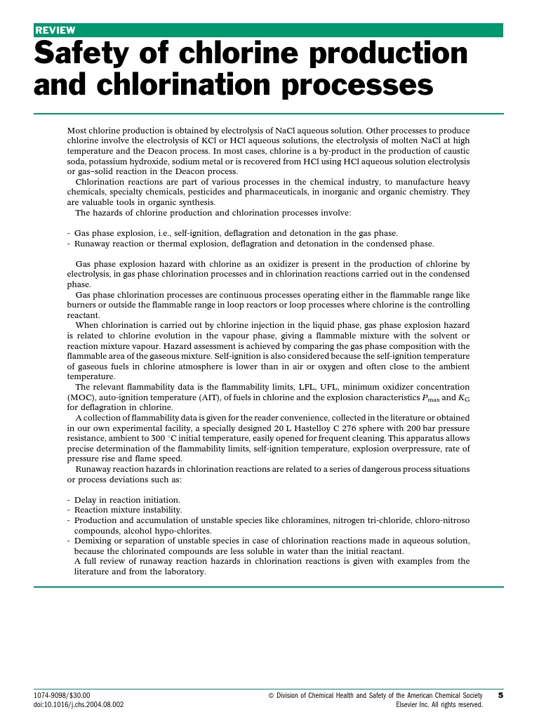 Safety of Chlorine Production | PDF | Chlorine | Nitrogen