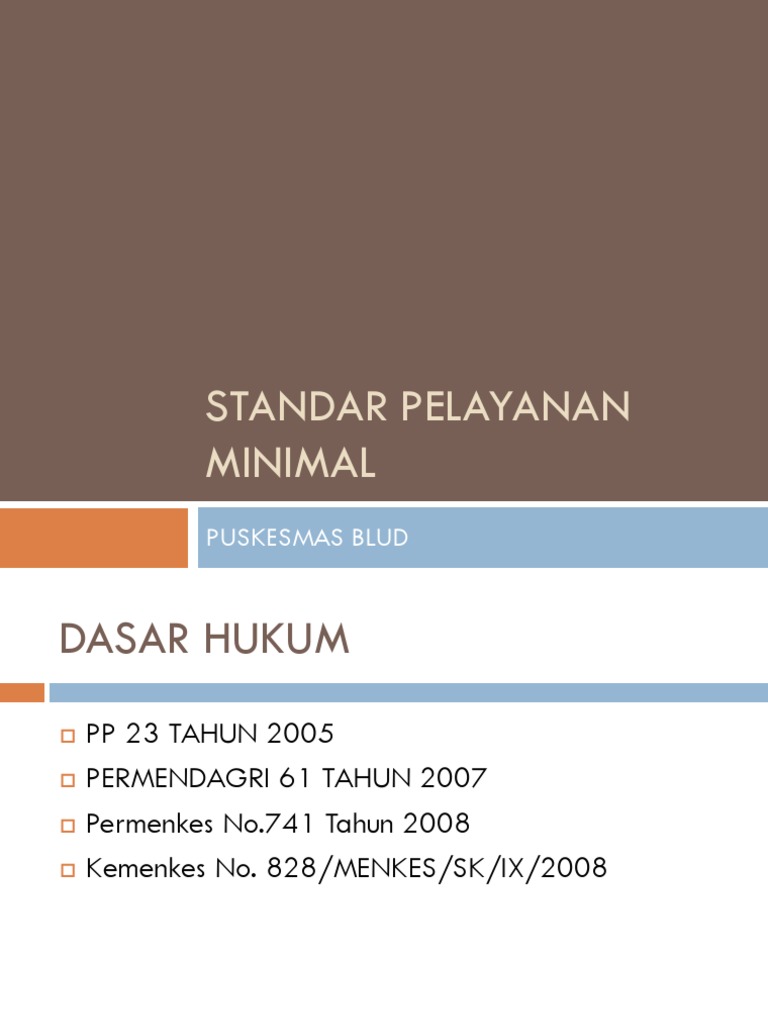 Standar Pelayanan Minimal Puskesmas | PDF
