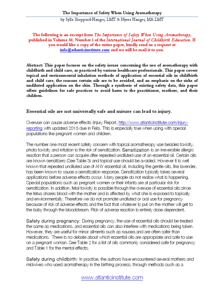 Aromatherapy Safety Guidelines for Caregivers | PDF | Essential Oil ...
