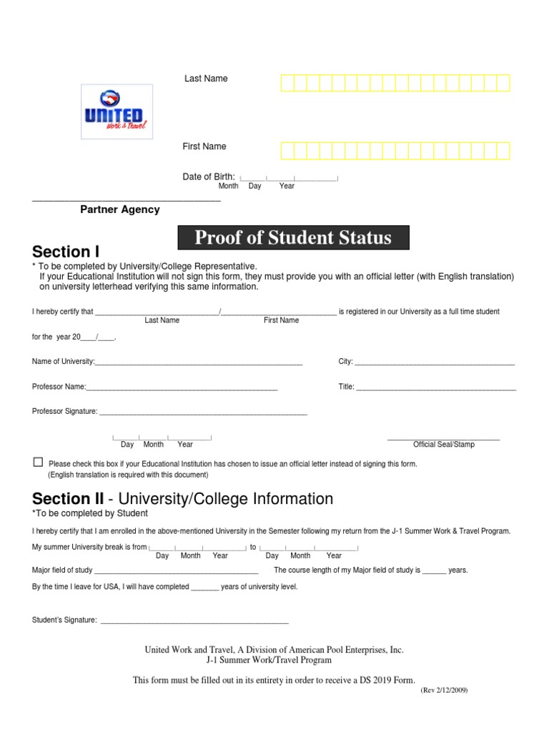 Proof of Student Status (PSS) | PDF | Document