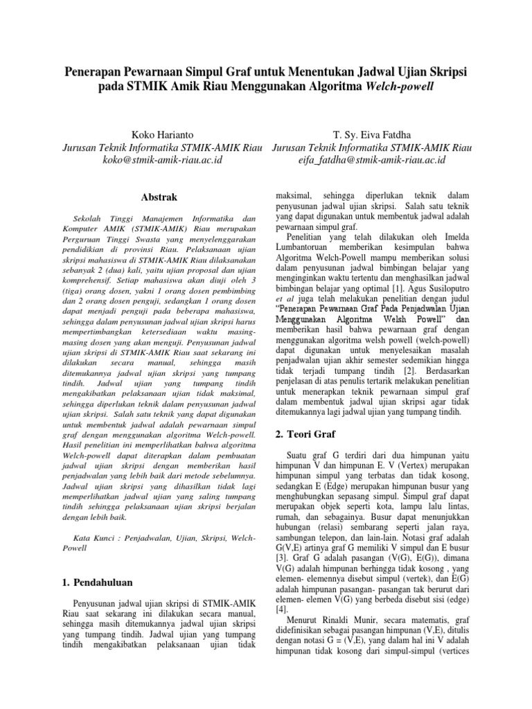 Fatdha - Unknown - Penerapan Pewarnaan Simpul Graf Untuk Menentukan Jadwal Ujian Skripsi Pada ...
