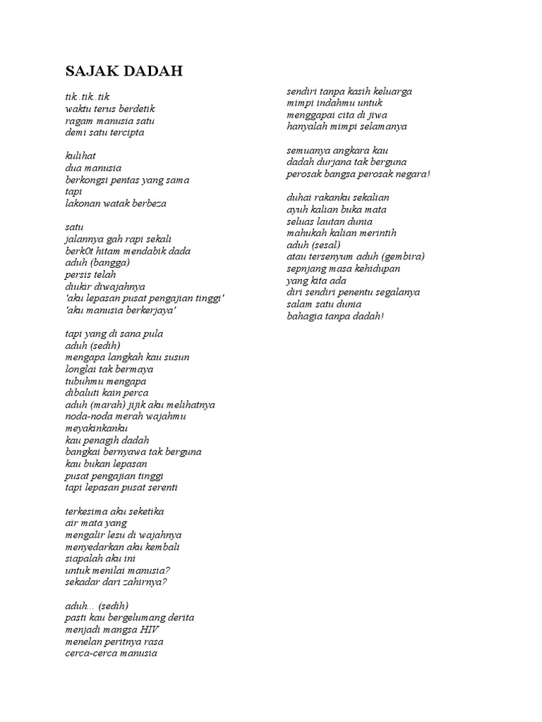 Sajak Dadah | PDF | Poetry