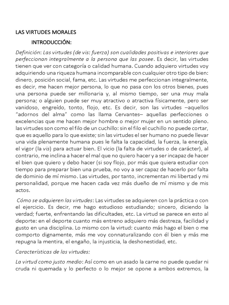 Virtudes Morales: Guía Completa | PDF | Prudencia | Justicia