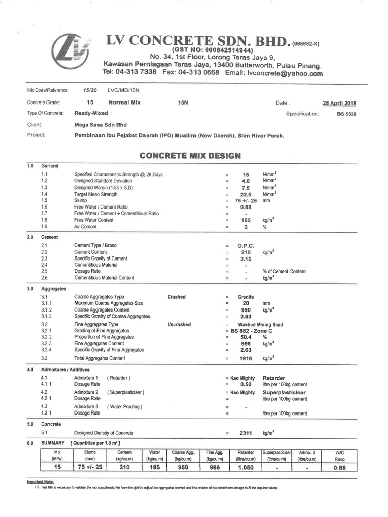 LV Concrete - JKR Mix Except G15N (Option 2) | PDF