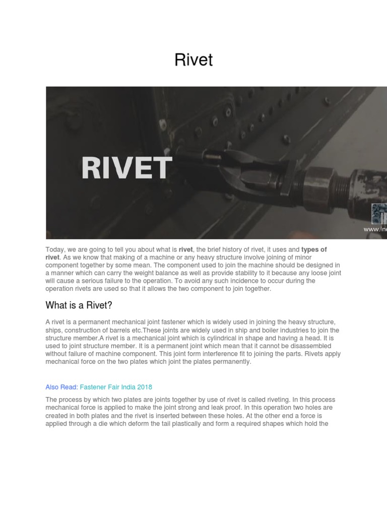 Rivet: What Is A Rivet? | PDF | Rivet | Building Materials