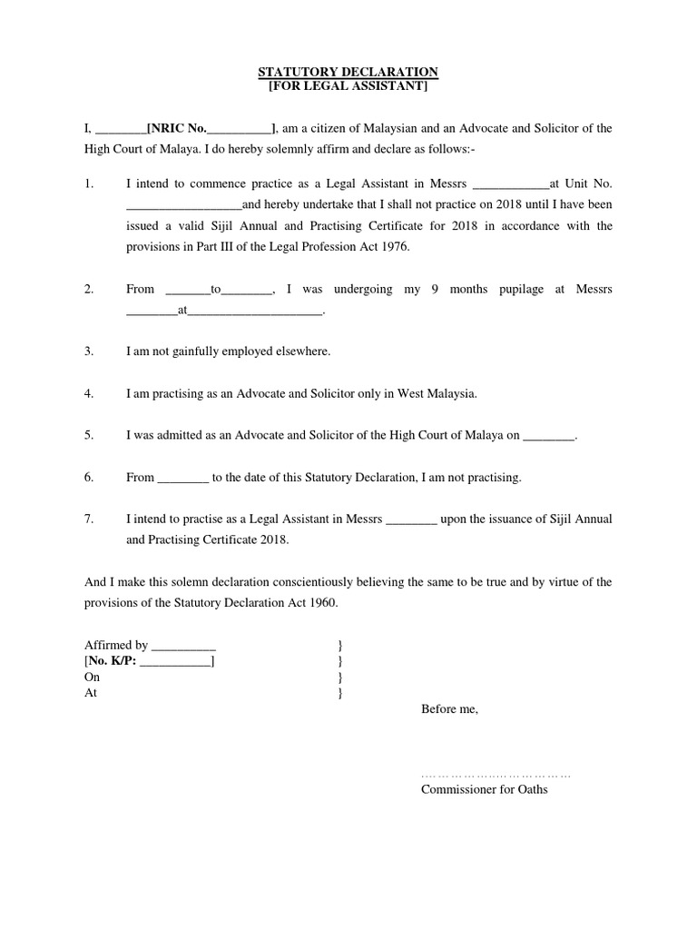 Statutory Declaration | PDF