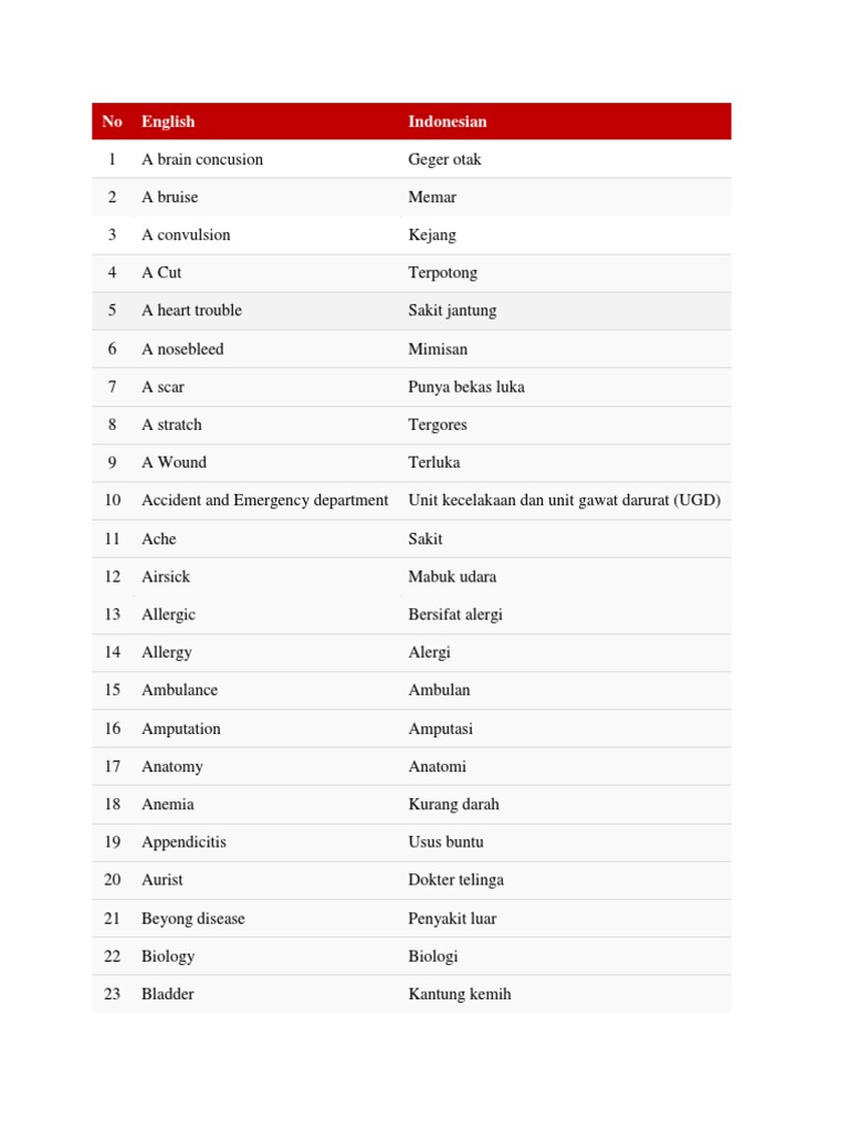 Kamus Kecil Bahasa Inggris-Indonesia | PDF