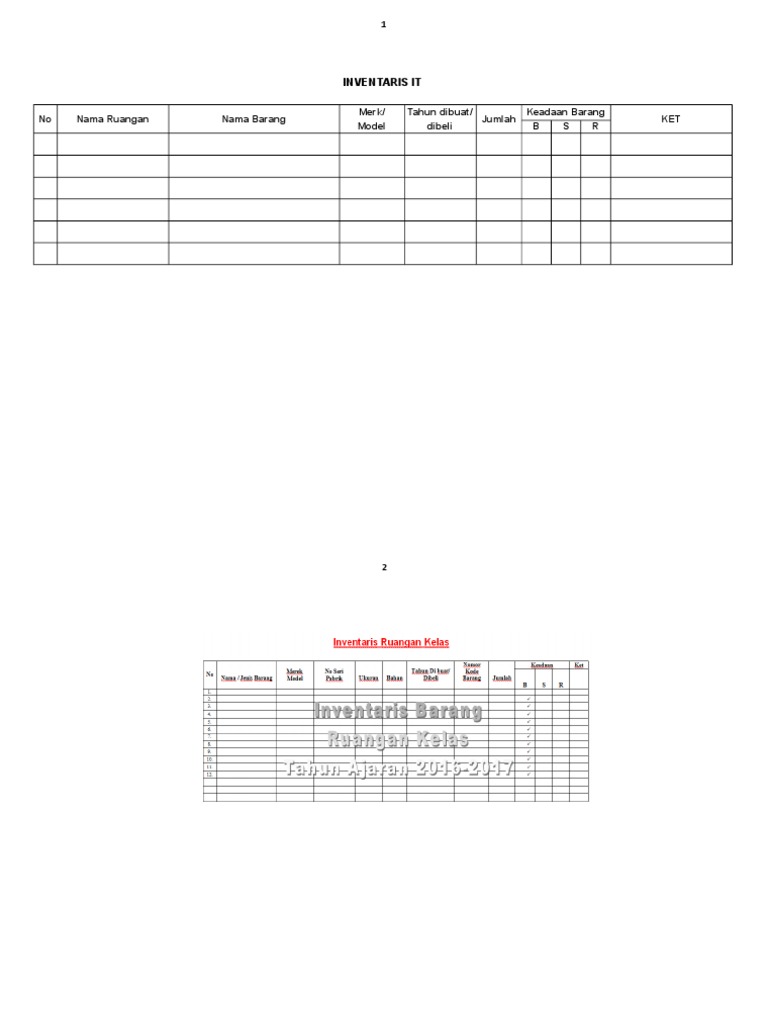 Formulir Inventaris Barang It | PDF