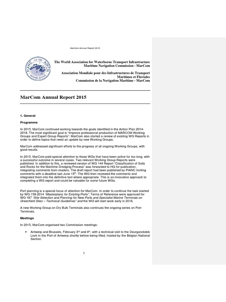 MarCom Annual Report 2015 | PDF | Water Transport | Nature