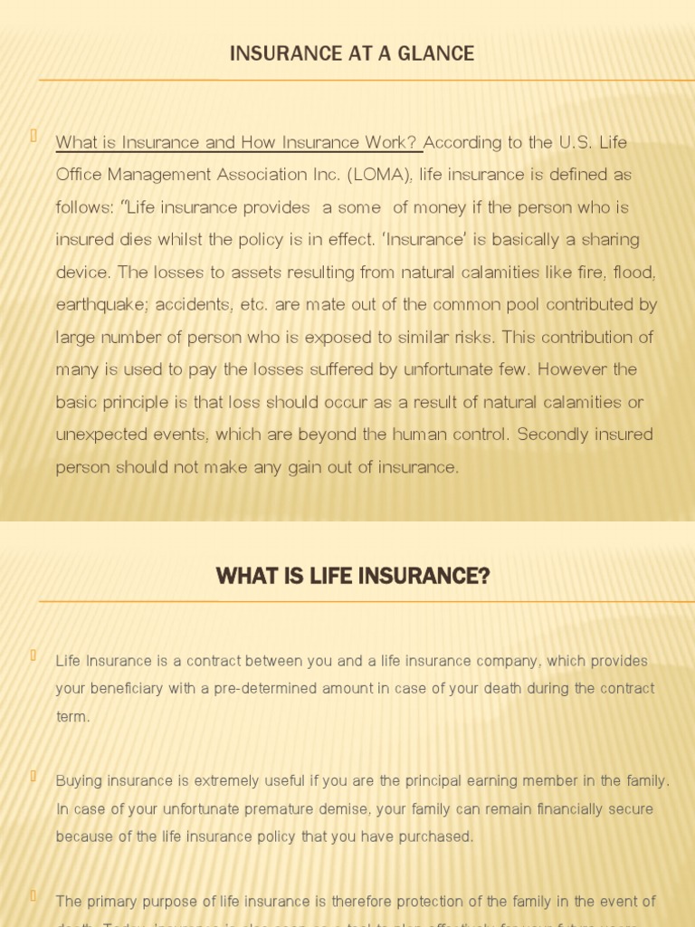 Insurance at A Glance | PDF | Insurance | Life Insurance