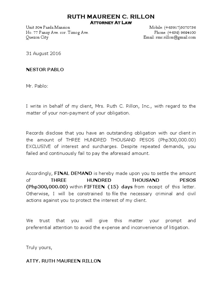 Sample Demand Letter | PDF