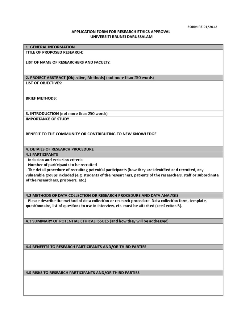 Ethics Approval Application Form | PDF | Informed Consent | Data