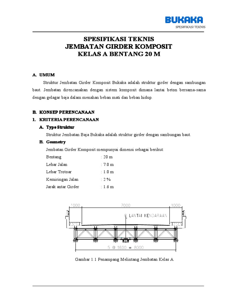 Spesifikasi Teknis Girder A20 b5 | PDF