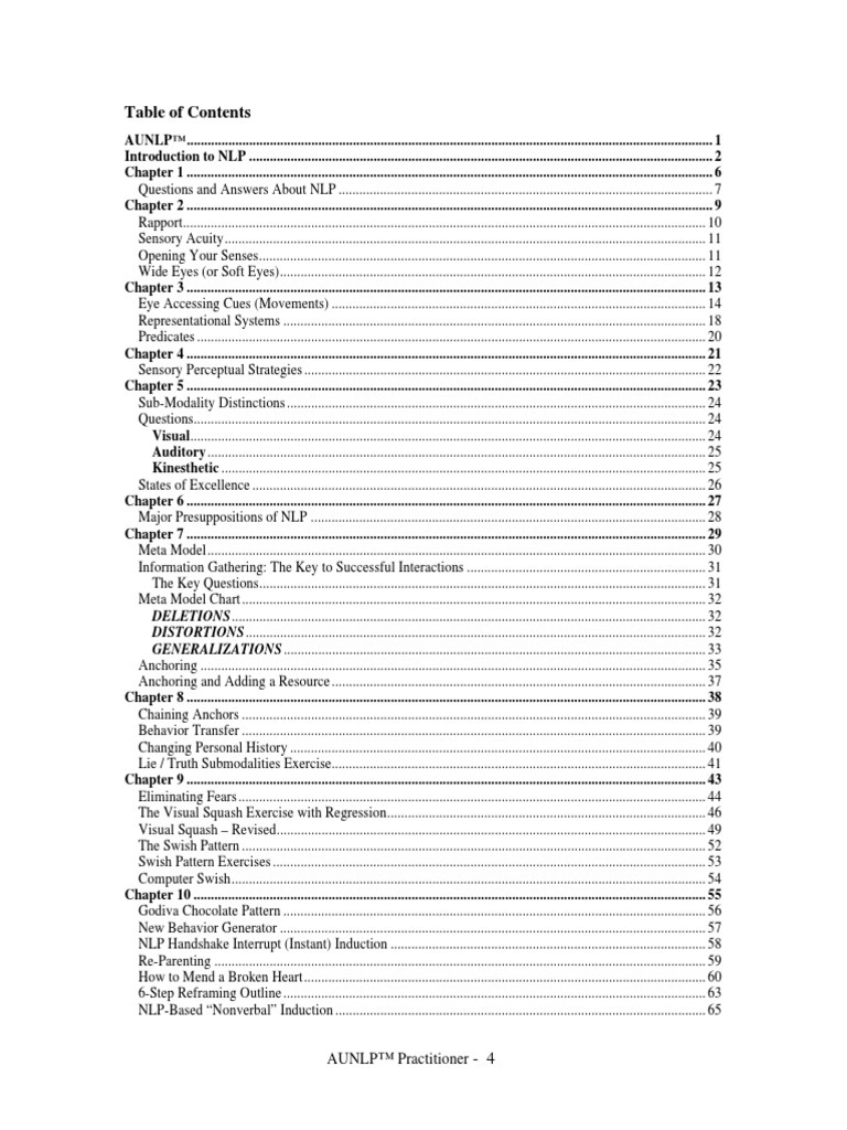 NLP Manual | PDF | Neuro Linguistic Programming | Perception
