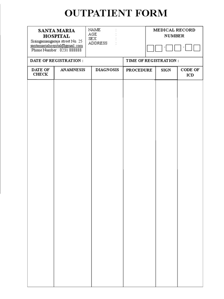 Outpatient Form: Santa Maria Hospital | PDF