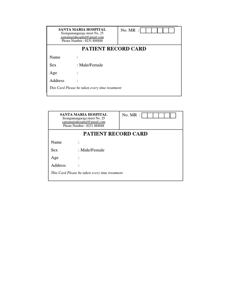 Patient Record Card | PDF