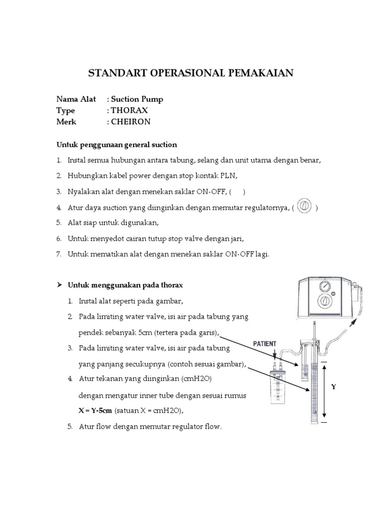 SOP Suction Pump for Thorax Use | PDF